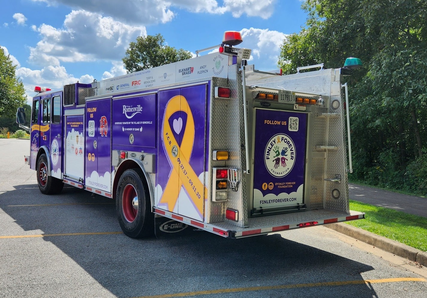 Image360 Mokena Fire Truck Wrap for Pediatric Cancer Awareness Month