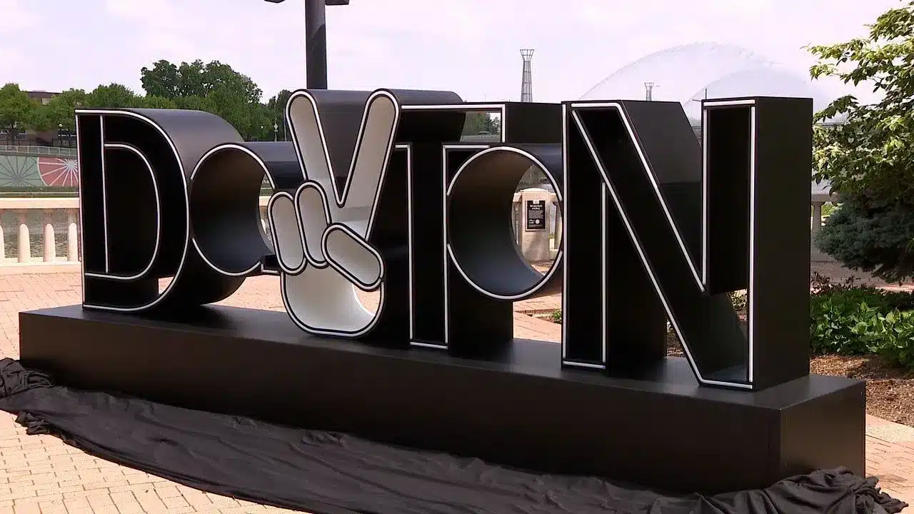 Dayton, OH Unveils Peace Sign Ahead of NATO Assembly